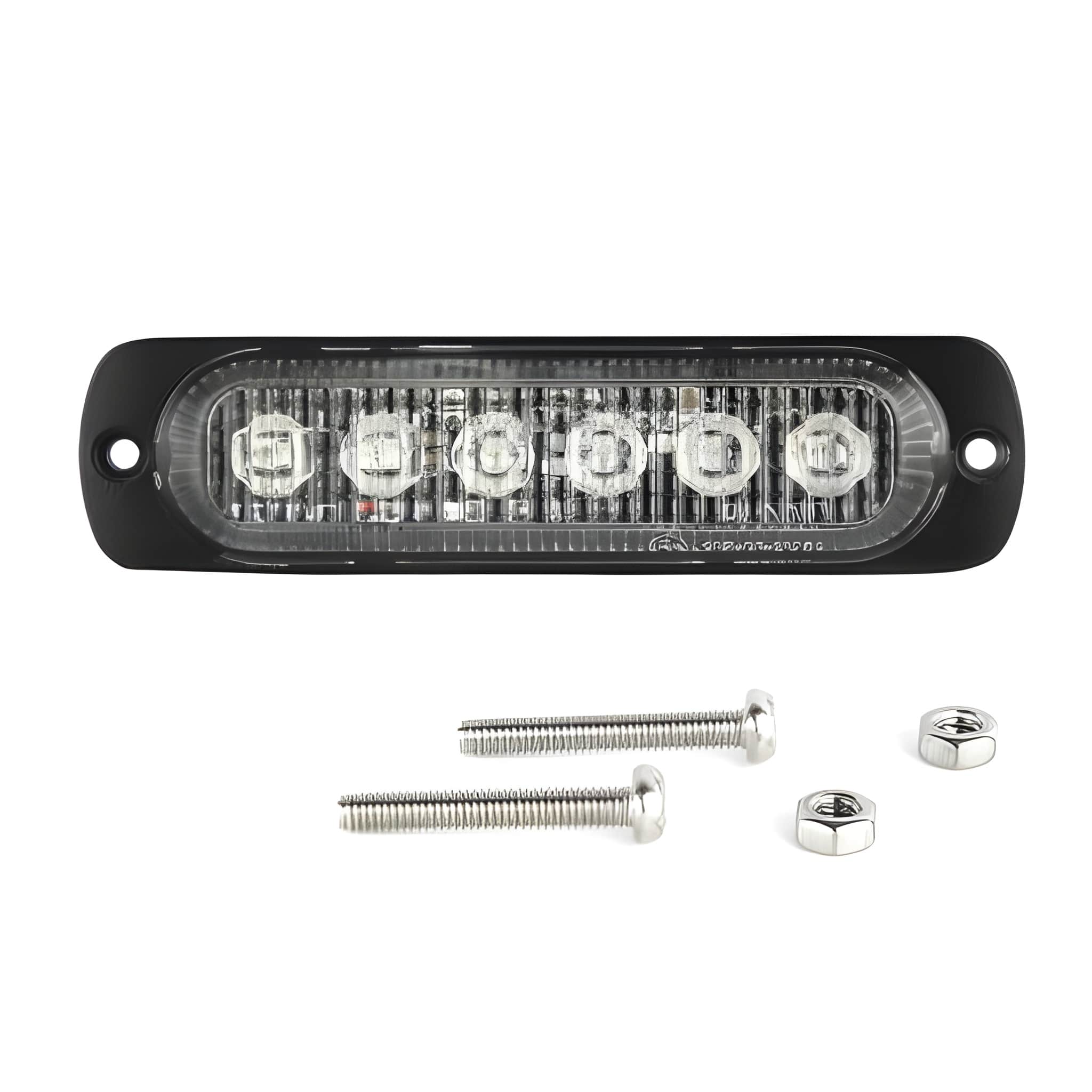 6 LED Amber Warning Strobe Surface Mount 12V 24V 18 Flash Patterns IP6 ...