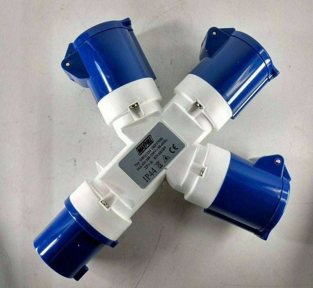 3 Pin Caravan Plug 3 Way Hook Up 230V 16A Splitter Genuine Maypole MP3 ...