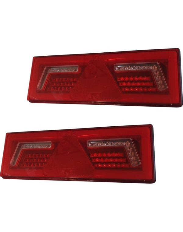 2 x 12v 24v LED REAR LAMPS RECTANGULAR WITH STOP TAIL INDICATOR FOG RE ...